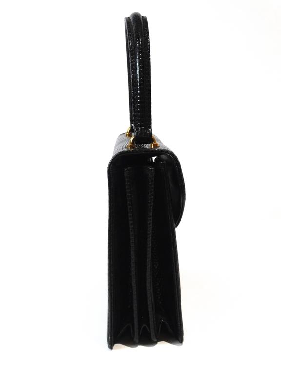 1970s Gucci Black Lizard Box Top Handle Bag at 1stDibs