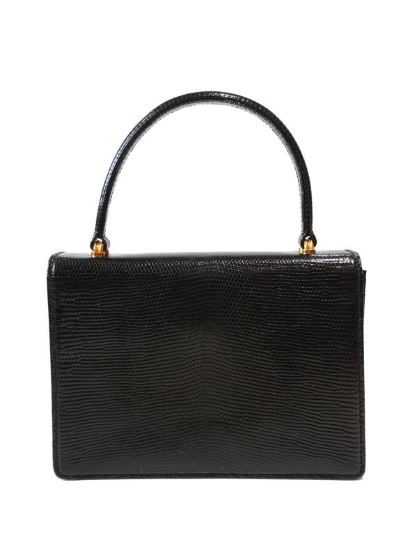 1970s Gucci Black Lizard Box Top Handle Bag at 1stDibs