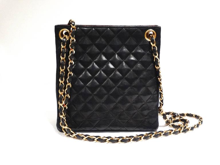 1980s Chanel Dark Navy Quilted Diamond Shoulder Bag at 1stDibs