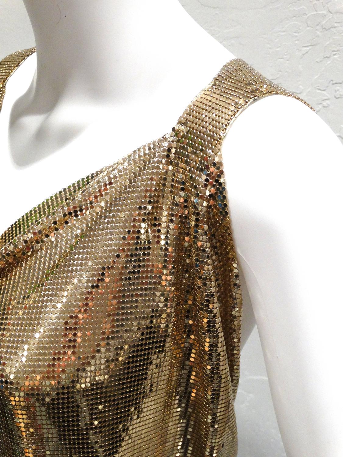 1970s Whiting and Davis Gold Mesh Top at 1stdibs