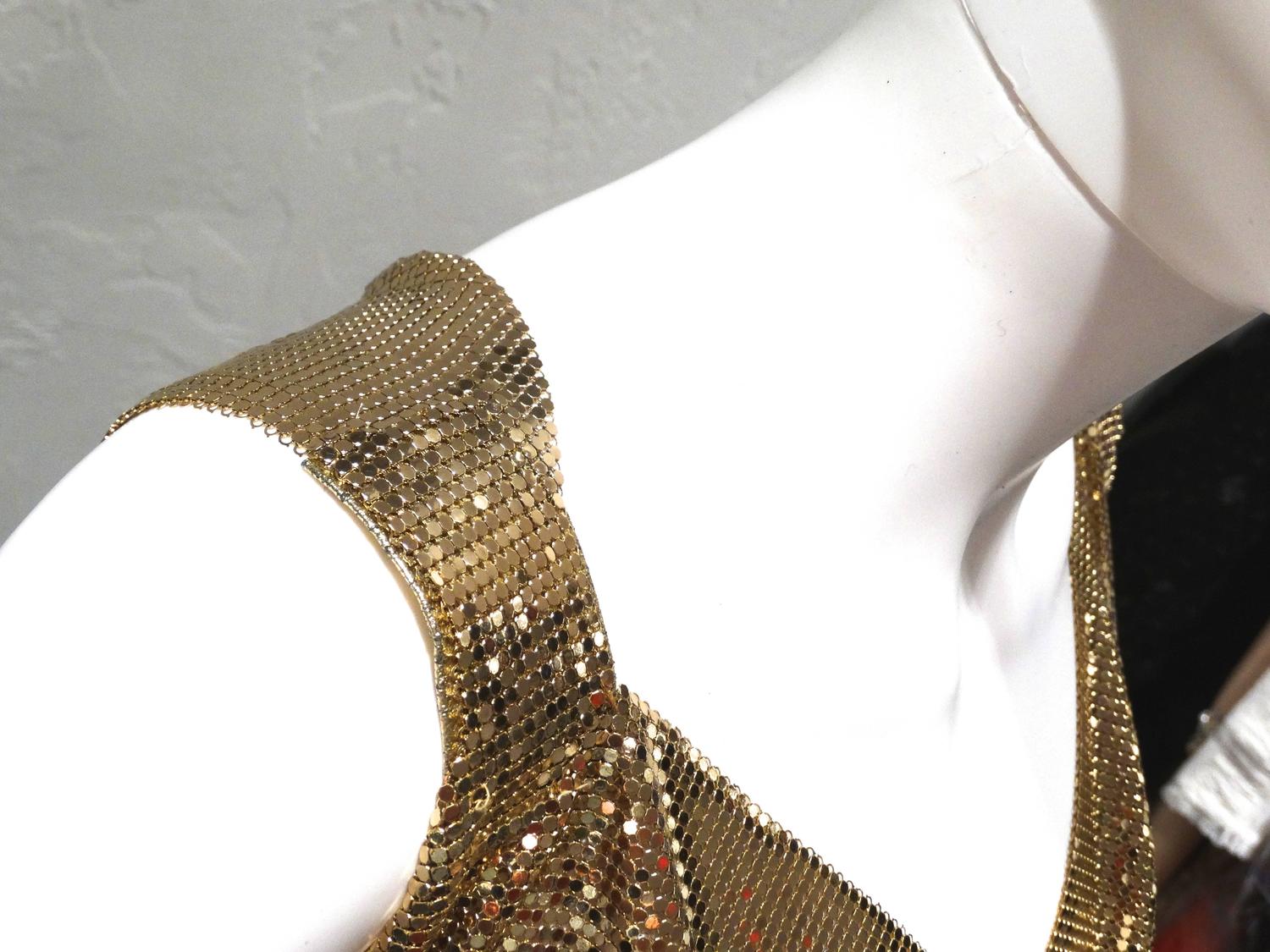 1970s Whiting and Davis Gold Mesh Top at 1stdibs