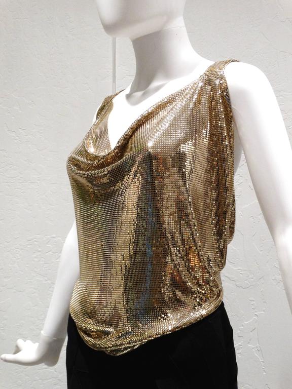 1970s Whiting and Davis Gold Mesh Top at 1stDibs