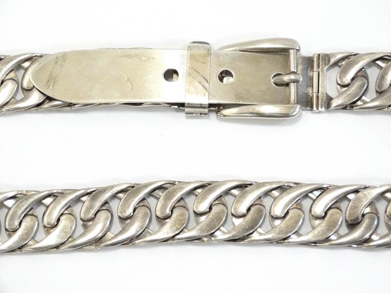 Rare 1970s Gucci Sterling Silver Chain Flat Link Belt at 1stDibs ...