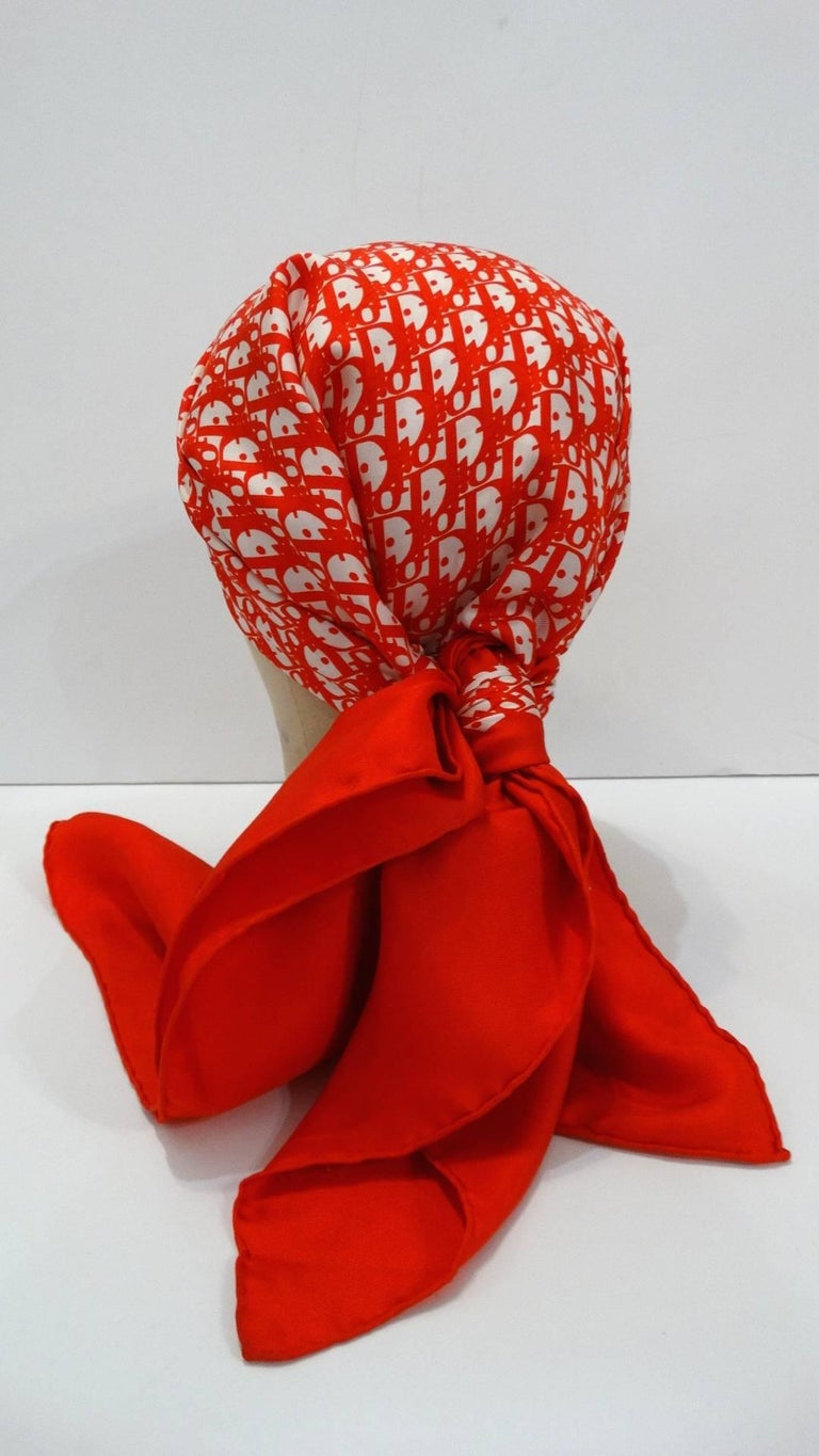 1960s Dior Red Monogram Vintage Scarf at 1stDibs | dior red scarf, red ...