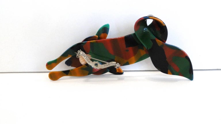 Lea Stein Color Block Fox Brooch, circa 1970s at 1stDibs