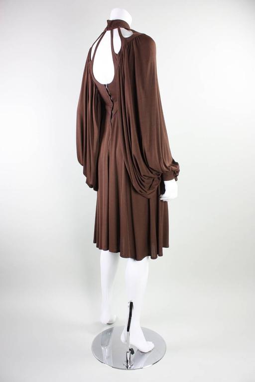 1970's Lesley Sandra Matte Jersey Dress with Cutouts and Draping at 1stDibs