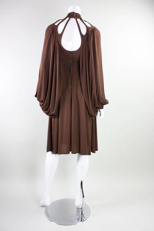 1970's Lesley Sandra Matte Jersey Dress with Cutouts and Draping at 1stDibs