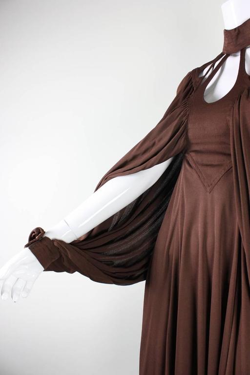 1970's Lesley Sandra Matte Jersey Dress with Cutouts and Draping at 1stDibs