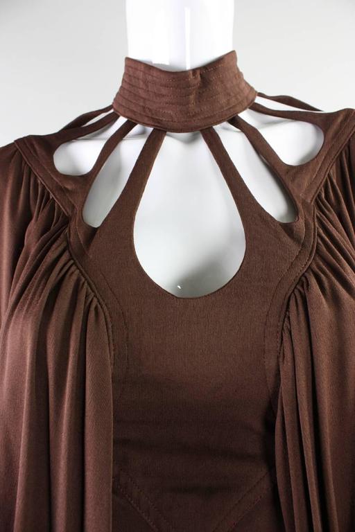 1970's Lesley Sandra Matte Jersey Dress with Cutouts and Draping at 1stDibs