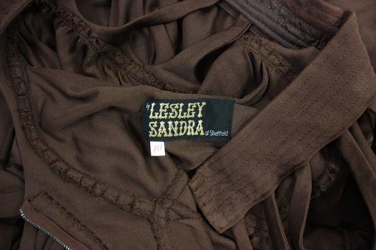 1970's Lesley Sandra Matte Jersey Dress with Cutouts and Draping at 1stDibs