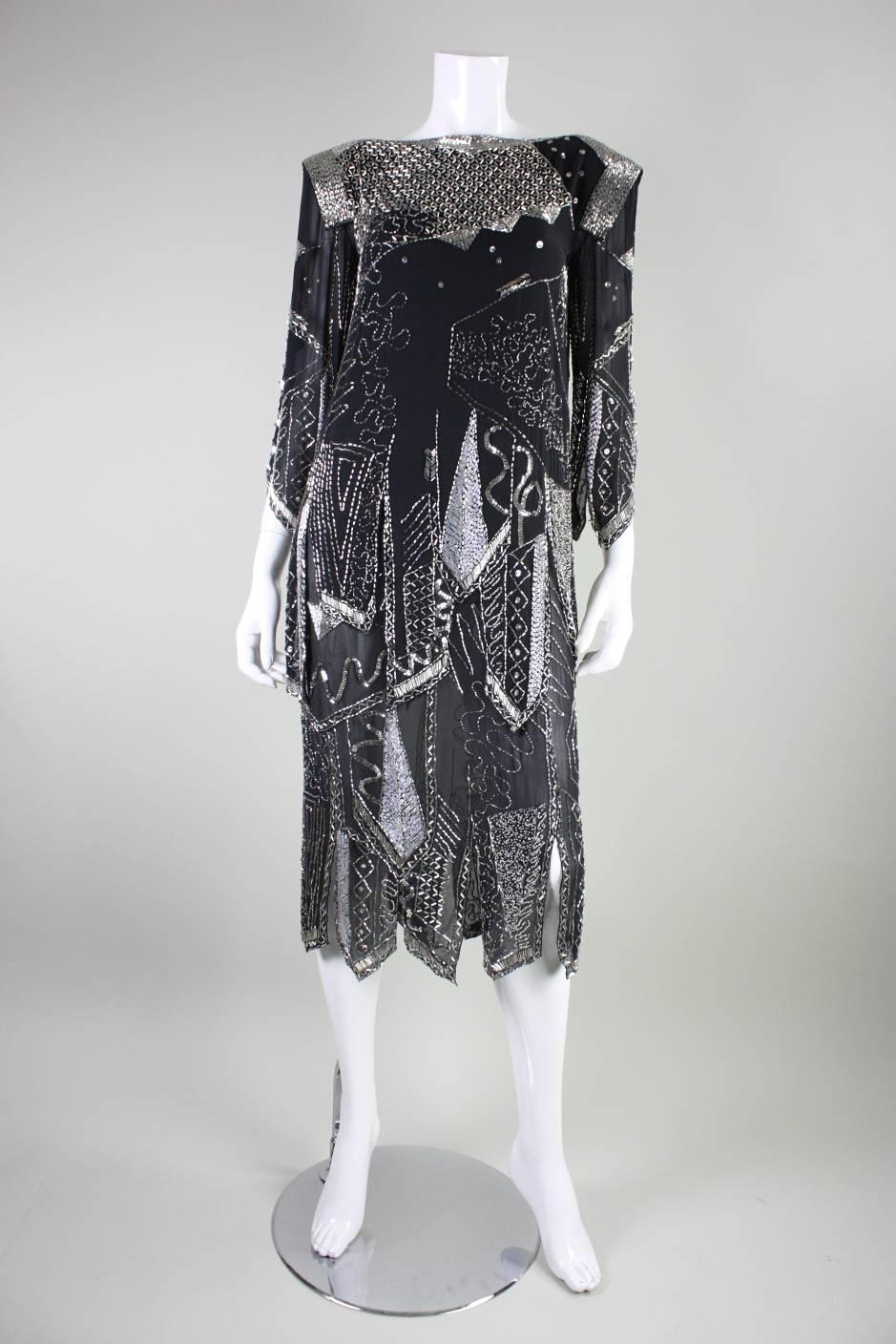 1980's Fabrice Art Deco Inspired Cocktail Dress For Sale at 1stDibs