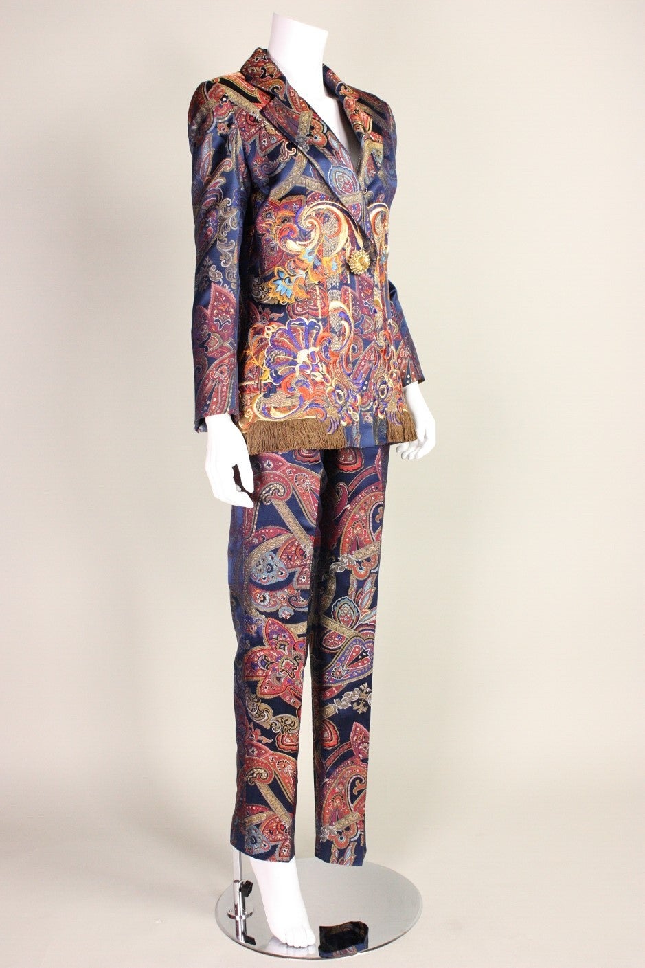 1990's Christian Dior Jacquard Cocktail Suit at 1stDibs