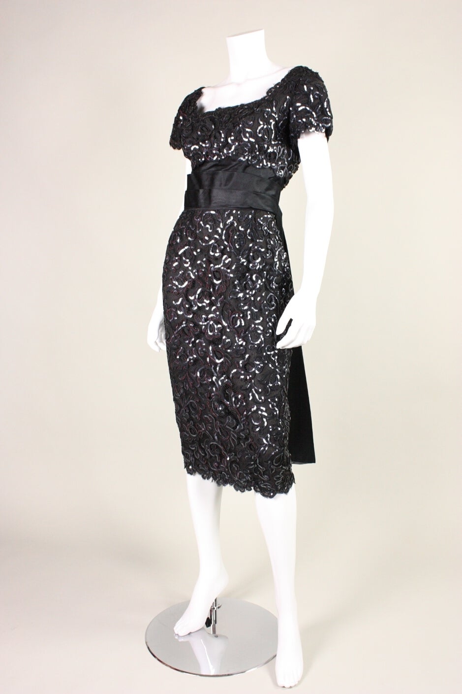 1950's Maxwell Shieff Sequined Lace Cocktail Dress at 1stDibs