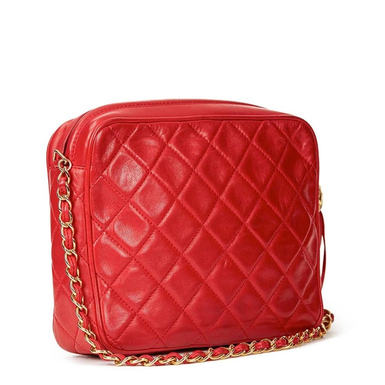 1990 Chanel Red Quilted Lambskin Vintage Camera Bag at 1stDibs | chanel ...