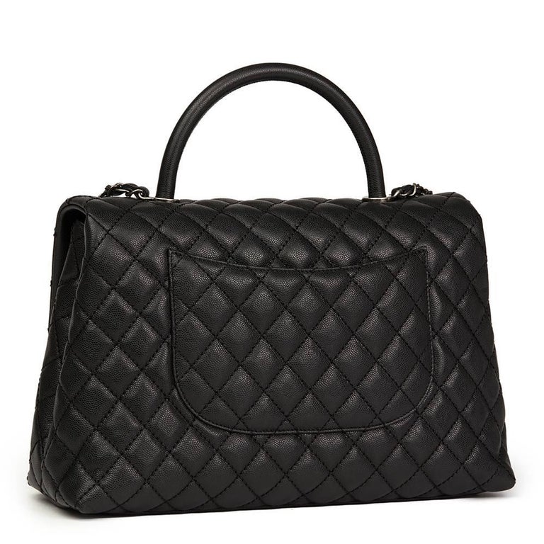 Chanel Black Quilted Caviar Leather Large Coco Handle at 1stDibs ...