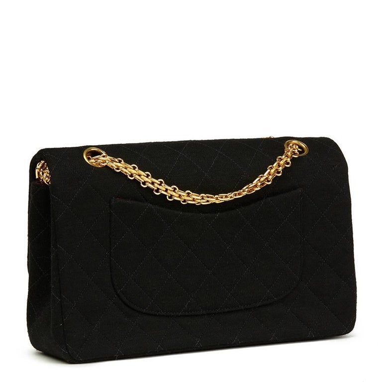 Chanel Quilted Jersey Fabric Medium Classic Double Flap Bag at 1stDibs