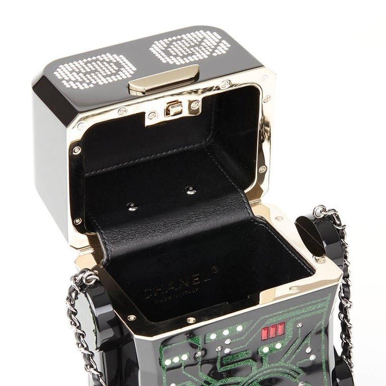 Chanel Black Glittered Plexiglass Robot Minaudiere at 1stDibs | chanel ...