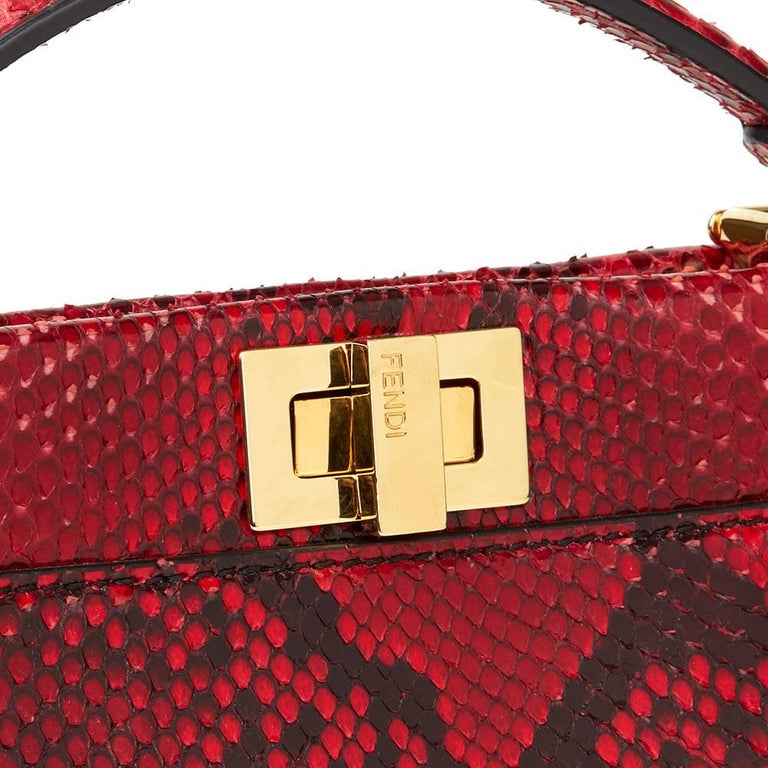 2017 Fendi Red Python Leather Mini Peekaboo at 1stDibs | fendi peekaboo ...