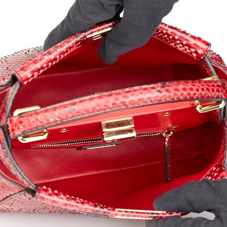 2017 Fendi Red Python Leather Mini Peekaboo at 1stDibs | fendi peekaboo ...