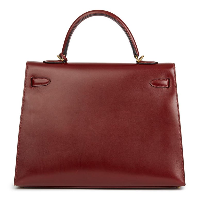 2013 Hermes Rouge H Box Calf Leather Kelly 35cm Sellier at 1stDibs