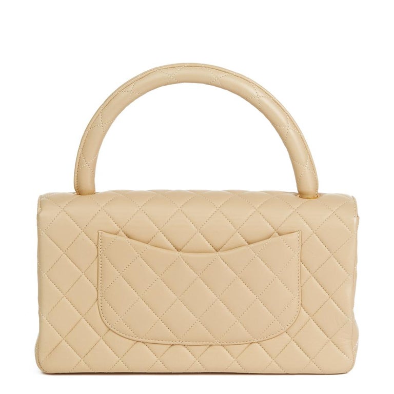 Chanel Beige Quilted Lambskin Vintage Medium Classic Kelly Flap Bag at ...