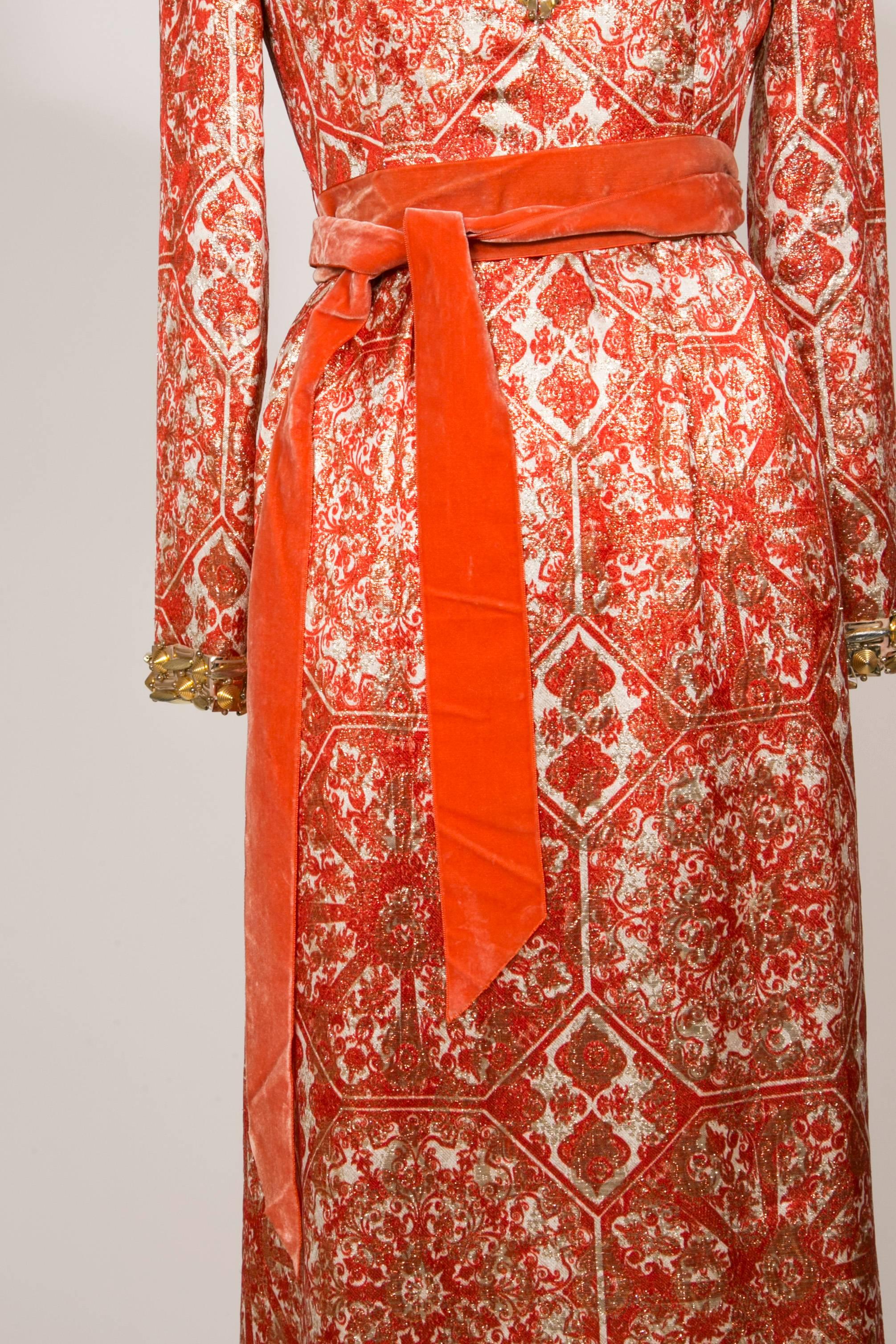 1966/67 Christian Dior Sparkling Broché Orange Dress at 1stDibs | dior ...