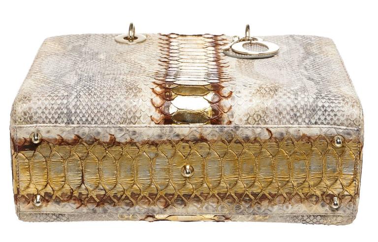 Christian Dior Tan Snakeskin Lady Dior Tote Handbag at 1stDibs