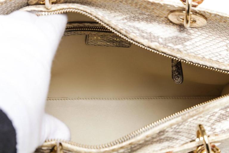 Christian Dior Tan Snakeskin Lady Dior Tote Handbag at 1stDibs