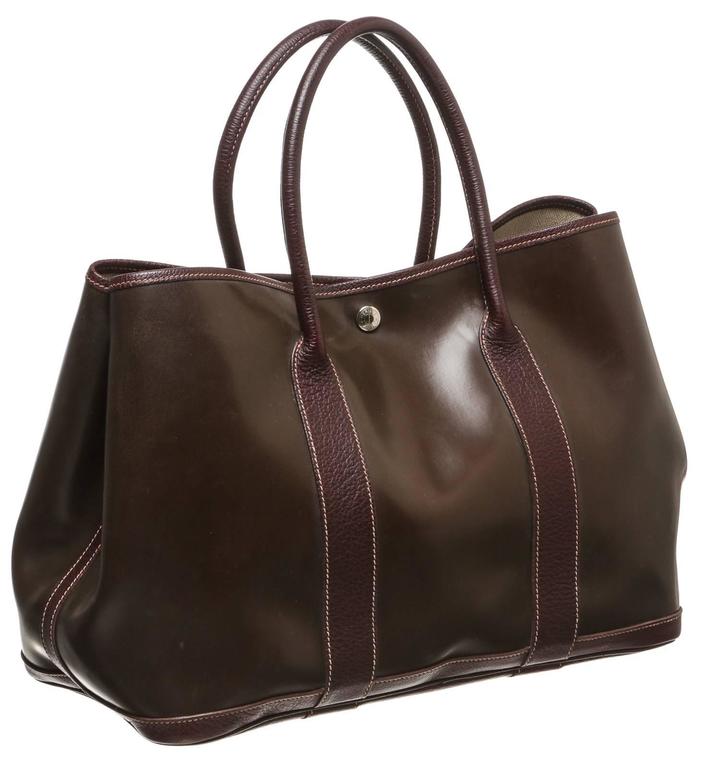 Hermes Brown Amazonia Garden Party Tote Handbag at 1stDibs