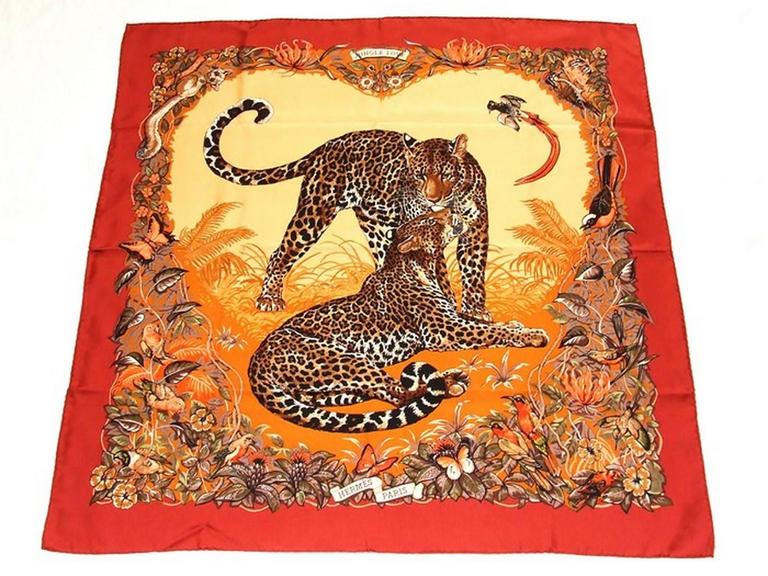 Authentic Hermes Silk Scarf Jungle Love Robert DALLET 90 cm at 1stDibs ...