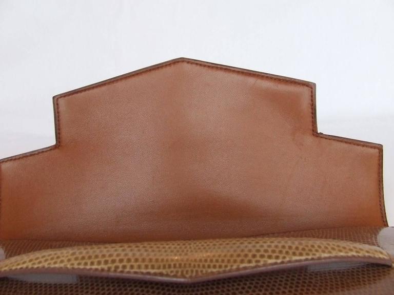 Hermes Faco Elan Clutch Purse Handbag Tri Color Lizard Skin + Mirror ...