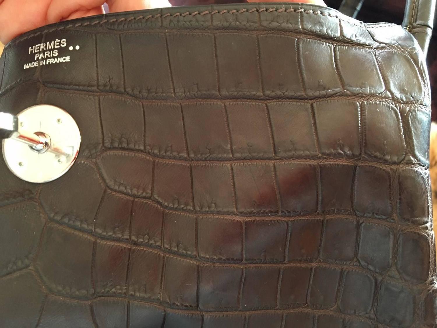 Hermes Lindy Handbag Brown Crocodile Niloticus PHW 30 cm at 1stdibs
