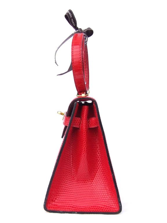 Exceptionnal and Rare Hermes Mini Kelly Bag 20 cm 2 ways Red Lizard ...