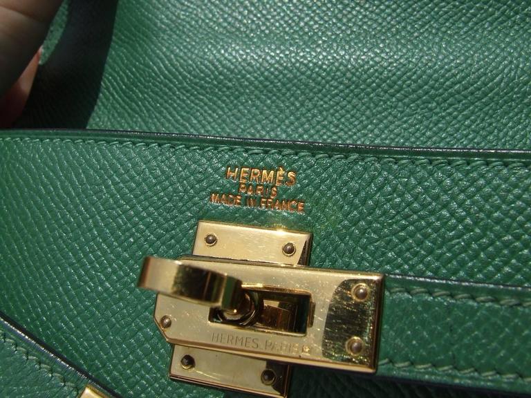 Rare Hermes Mini Kelly 20 cm Sellier Bag Green Courchevel Leather GHW ...