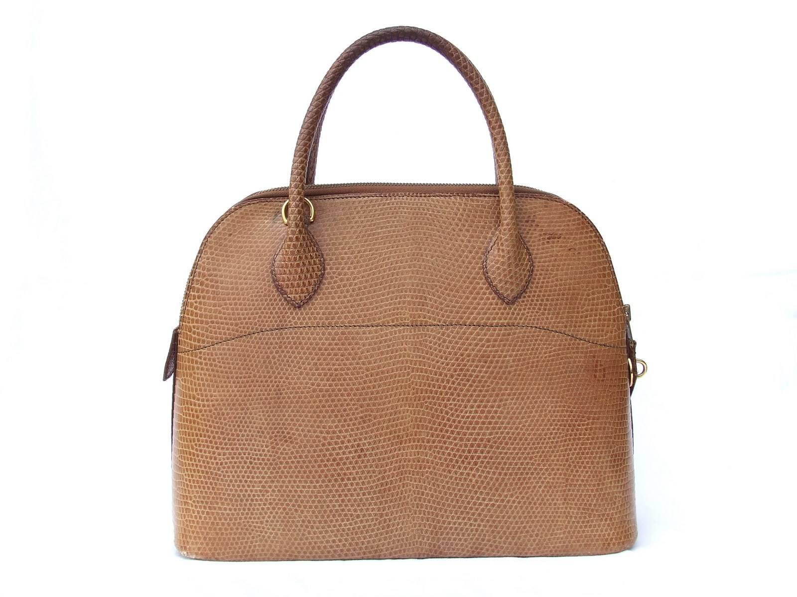 Hermes Bolide Bag 2 ways Beige Lizard Golden Hdw 31 cm With Strap at ...