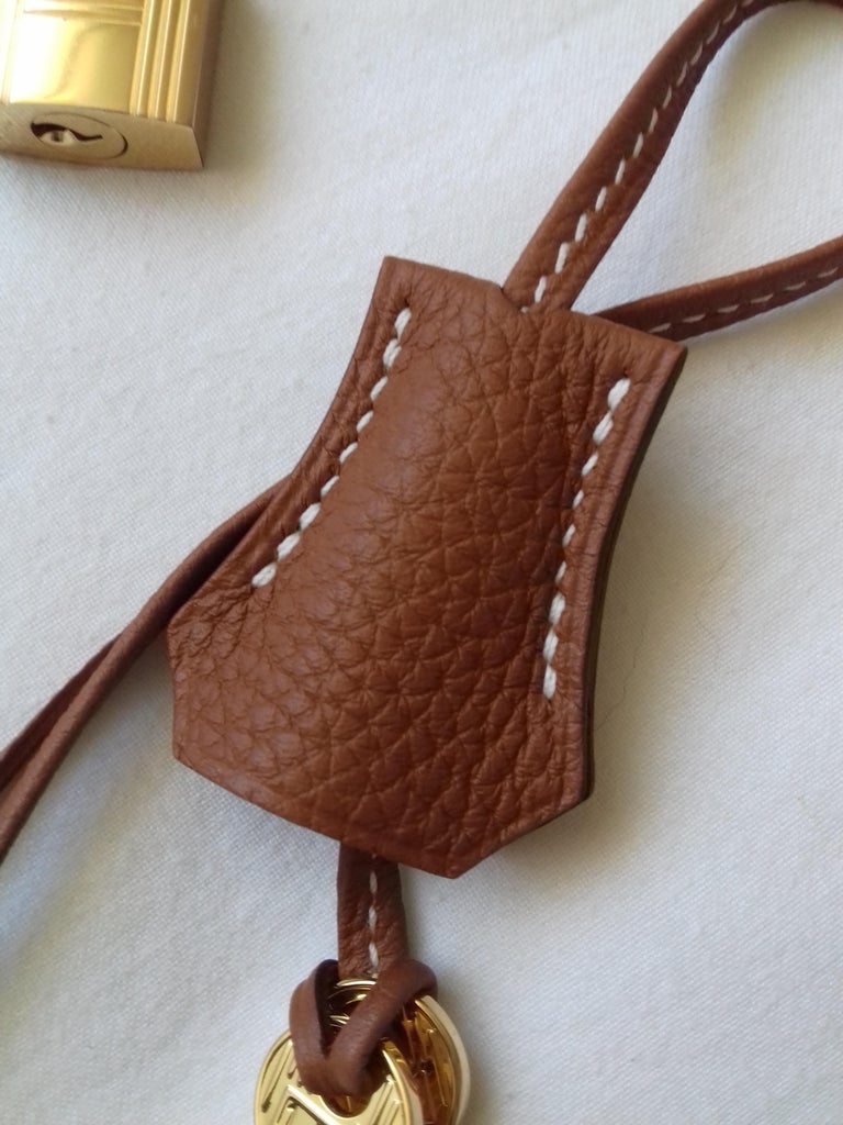 Hermès Gold Clemence Leather Clochette Tirette Golden Lock Keys for ...