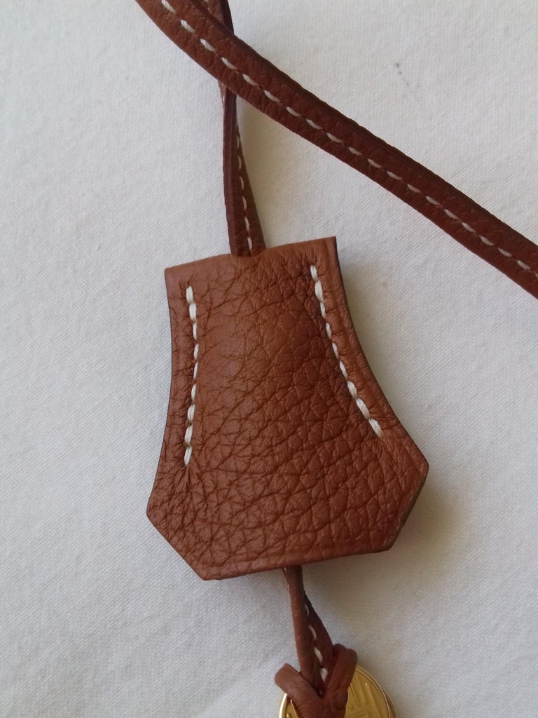 Hermès Gold Clemence Leather Clochette Tirette Golden Lock Keys for ...