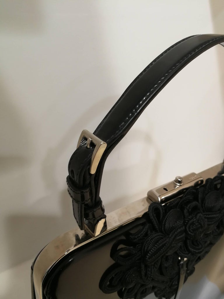 Prada Black patent leather Flower Bag at 1stDibs | prada flower bag