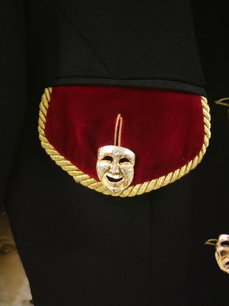 Moschino Couture Black Wool Masks Jacket For Sale at 1stDibs