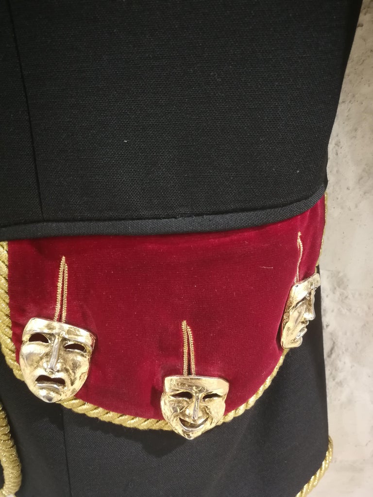 Moschino Couture Black Wool Masks Jacket For Sale at 1stDibs