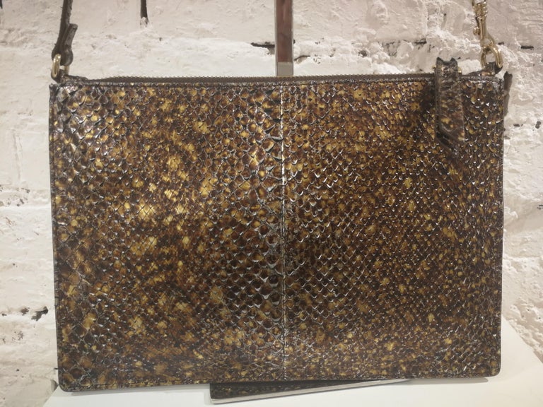 Roberto Cavalli Brown Silver Gold Python Skin Shoulder Bag For Sale at 1stDibs