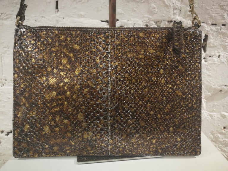 Roberto Cavalli Brown Silver Gold Python Skin Shoulder Bag For Sale at 1stDibs