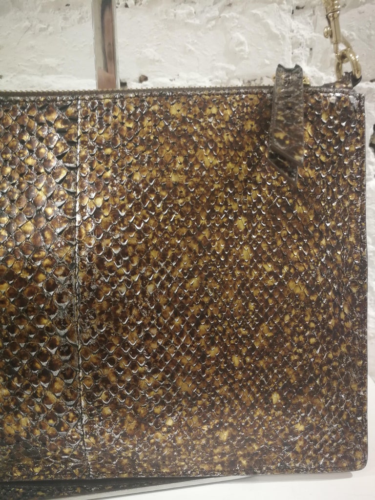 Roberto Cavalli Brown Silver Gold Python Skin Shoulder Bag For Sale at 1stDibs