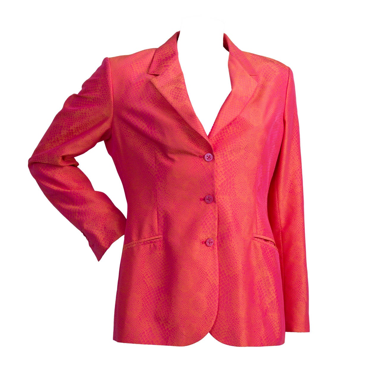 Gianni Versace Couture Vintage Red Embroidered Eyelet Jacket For Sale ...