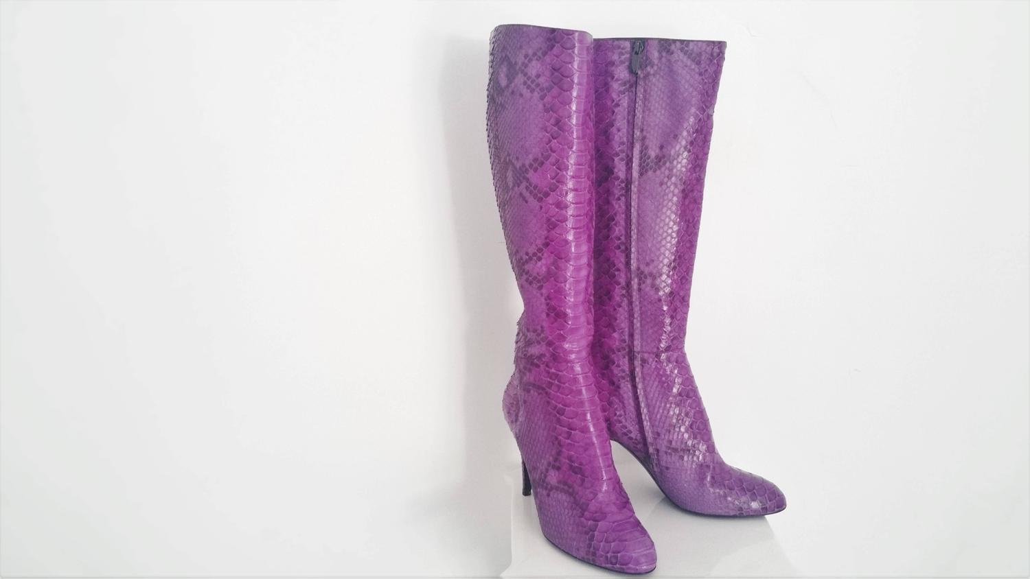 1990s Sergio Rossi unworn purple python boots at 1stdibs