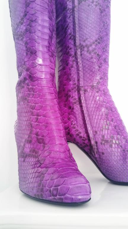 1990s Sergio Rossi unworn purple python boots at 1stDibs