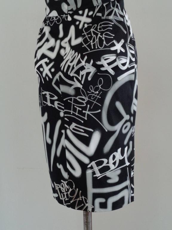 Moschino Couture Black White Graffiti Print Dress NWOT For Sale at ...