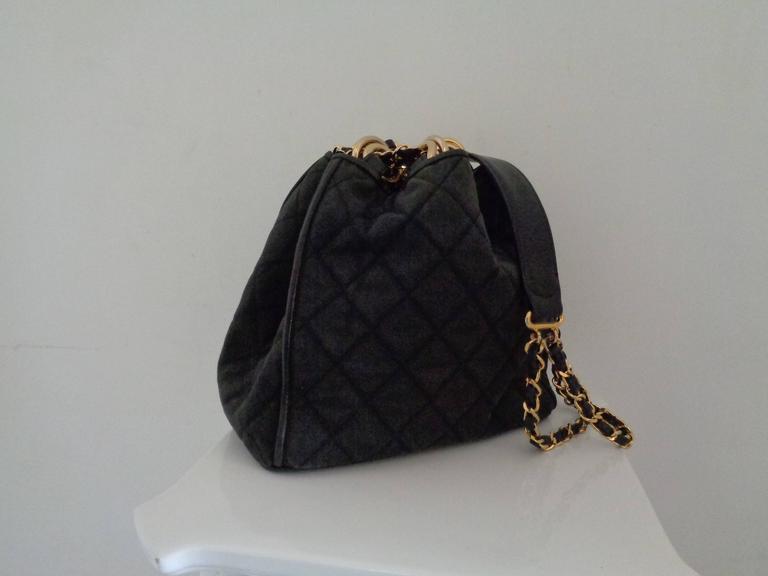 1989- 1991 Chanel Black Quilted Canvas Bucket Shoulder Bag at 1stDibs ...