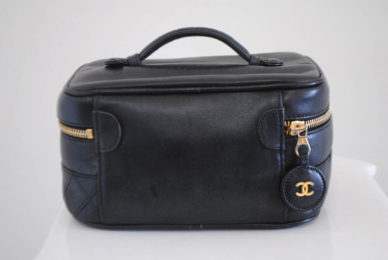 1994-1996 Chanel Black Leather Beauty Case at 1stDibs