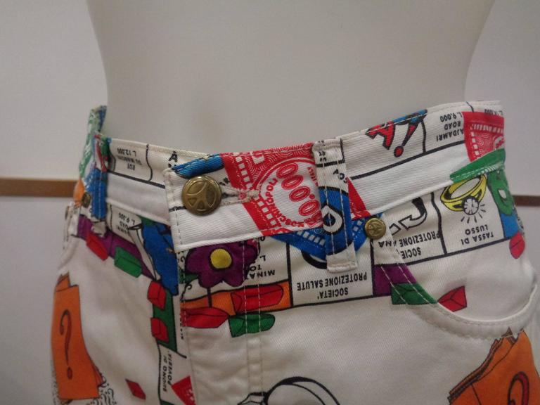 Rare Moschino Iconic Collection "Moschinopoly" Print trousers at 1stDibs